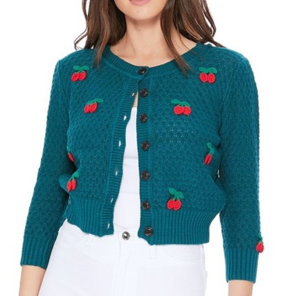 Sweaters | Pinup Crochet Cherry Cropped Cardigan Sweater | Poshmark
